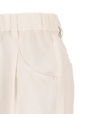 Brunello Cucinelli Elasticated Waist Straight Leg Trousers - Ivory