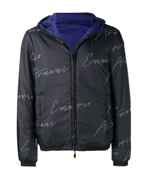 Emporio Armani Logo Print Hooded Casual Jacket