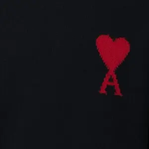 AMI Paris De Coeur Crewneck Knitted Jumper - Black