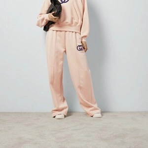 Gucci Gg Embroidered Jersey Jogging Pants - Pink
