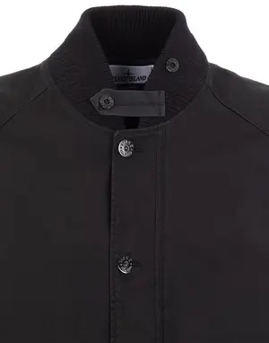 Stone Island Casual Jacket With Ribbed Details And Detachable Emblem - Black