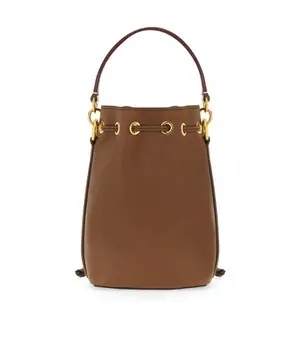 Bally Logo Printed Drawstring Bucket Bag - Brown