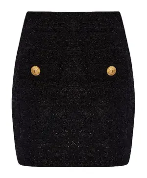 Balmain Tweed Mini Skirt - Black