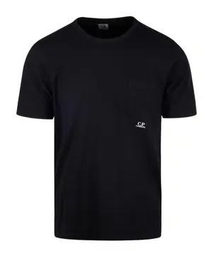 C.P. COMPANY Garment Dyed Pocket Crewneck T-shirt - Black