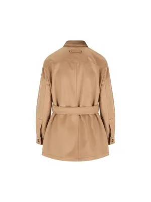 Max Mara Collared Belted Jacket - Camel