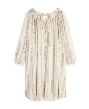 Celine Short Folk Dress In Silk Georgette