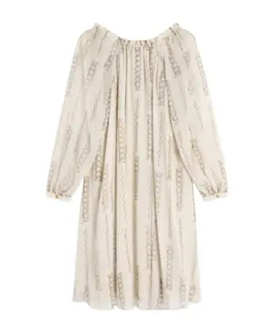 Celine Short Folk Dress In Silk Georgette