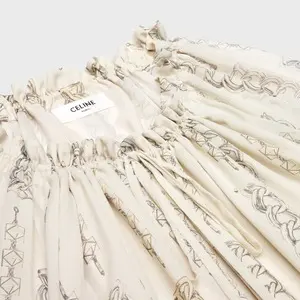 Celine Short Folk Dress In Silk Georgette