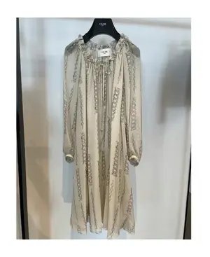 Celine Short Folk Dress In Silk Georgette