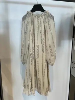Celine Short Folk Dress In Silk Georgette