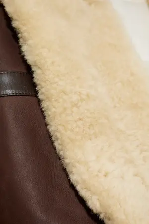 Bottega Veneta Shearling Trim Leather Vest - Nude