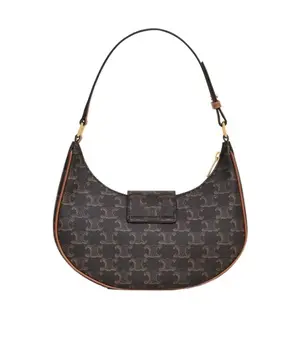 Celine Medium Ava Triomphe Bag In Triomphe Canvas And Calfskin - Tan