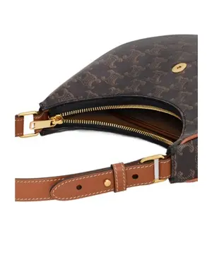 Celine Medium Ava Triomphe Bag In Triomphe Canvas And Calfskin - Tan