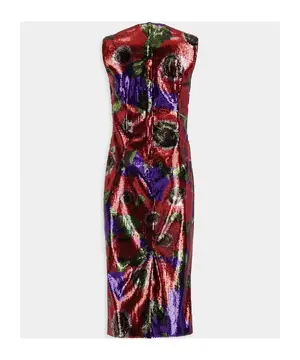 Dolce & Gabbana Sleeveless Sequined Floral Print Dress