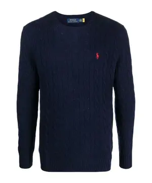 Polo Ralph Lauren Embroidered Cable-knit Jumper - Black