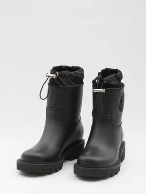 Moncler Kickstream Logo Patch Rain Boots - Black
