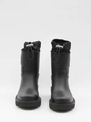 Moncler Kickstream Logo Patch Rain Boots - Black