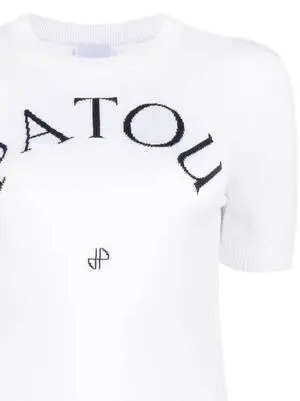 PATOU Logo Intarsia Short-sleeve Knit Top