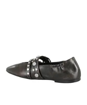 Ash Pointed Ballet Flats With Buckle Detail