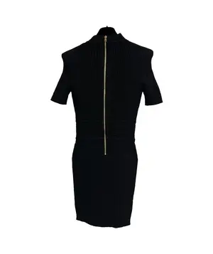 Balmain V-neck Woven Mesh Mini Dress