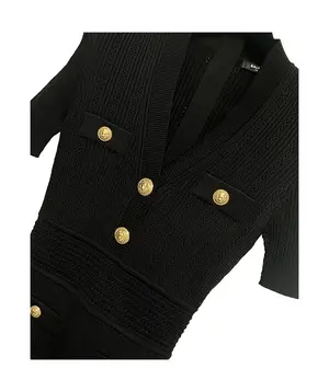 Balmain V-neck Woven Mesh Mini Dress
