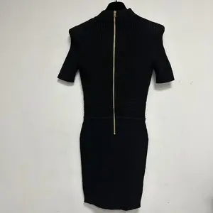 Balmain V-neck Woven Mesh Mini Dress