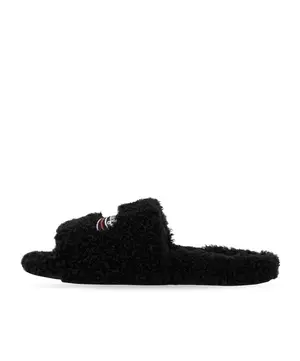 Balenciaga Embroidered Furry Slide Sandals