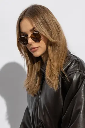 TOTEME Logo-engraved Round-frame Sunglasses - Yellow