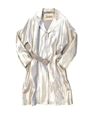 Herno Logo Coat With Belt - White