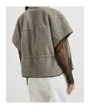 Brunello Cucinelli Monili Chain-detail Shearling Jacket - Gray