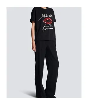 Balmain Logo Embellished Crewneck T-shirt