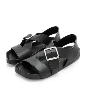 Loewe Ease Buckle Sandal In Vegetal Calfskin - Black