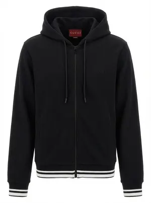 Gucci Technical Jersey Hooded Zip Jacket With Embossed Logo