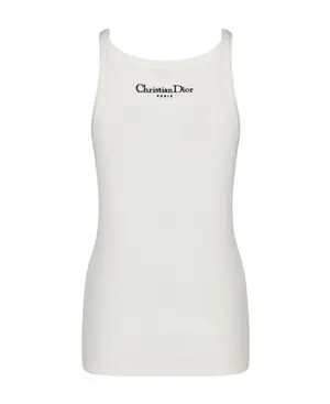 Dior Ribbed Cotton Singlet With Bee Embroidery - No
