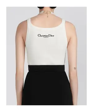Dior Ribbed Cotton Singlet With Bee Embroidery - No