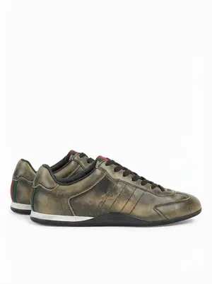 Gucci Leather Washed-effect Sneakers