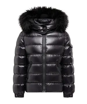 Moncler Hooded Down Jacket With Faux Fur Trim