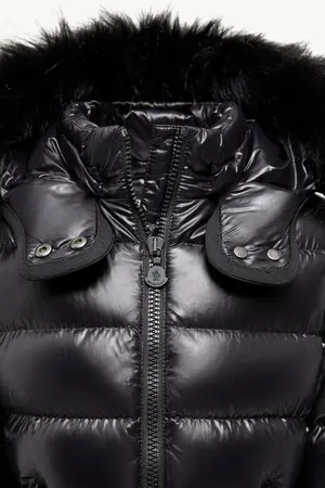Moncler Hooded Down Jacket With Faux Fur Trim