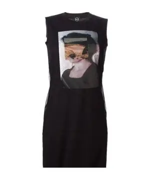 Alexander McQueen Portrait Print Sleeveless Midi Dress