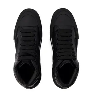 Alexander McQueen Seal-embroidered High-top Sneakers - Black