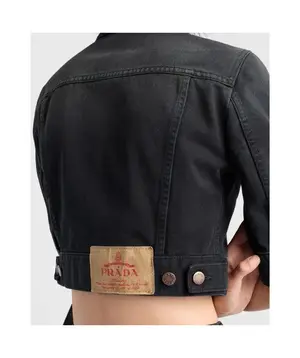 Prada Cropped Denim Jacket With Logo Detail