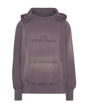 MAISON MARGIELA Logo Detailed Drawstring Hoodie - Purple