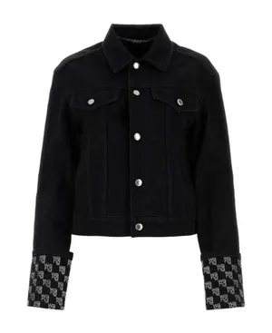 Alexander Wang Embellished Long Sleeve Denim Jacket