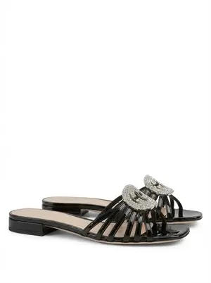 Gucci Crystal Interlocking G Slide Sandals