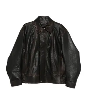 GOLDEN GOOSE Leather Bomber Jacket - Black