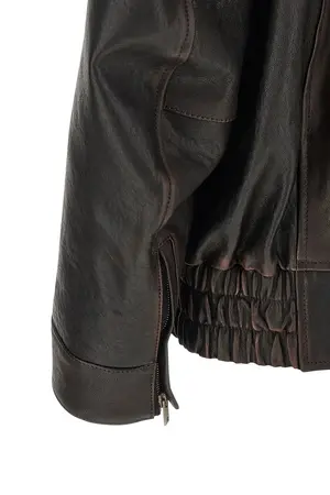 GOLDEN GOOSE Leather Bomber Jacket - Black