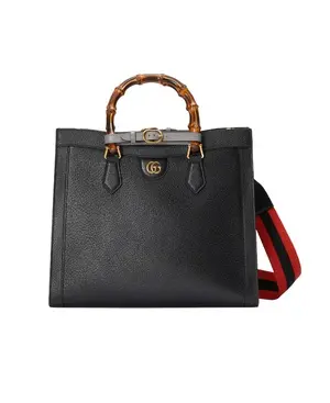 Gucci Diana Bamboo Top Handle Tote Bag - Black