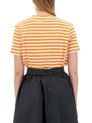PATOU Striped Crewneck T-shirt With Logo Print - Black