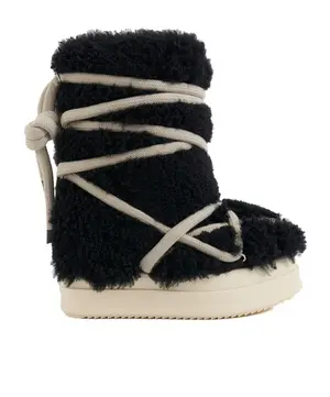 Rick Owens Lace-up Shearling Boots