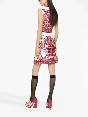 Dolce & Gabbana Sleeveless Majolica Print Mini Dress